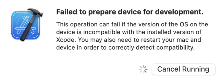 【Xcode】「Failed to prepare device for development」のエラーが発生して iPhone 実機ビルド・デバッグができない事象【備忘録】